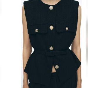 Zara | Jackets & Coats | Zara Structured Belted Vest | Poshmark